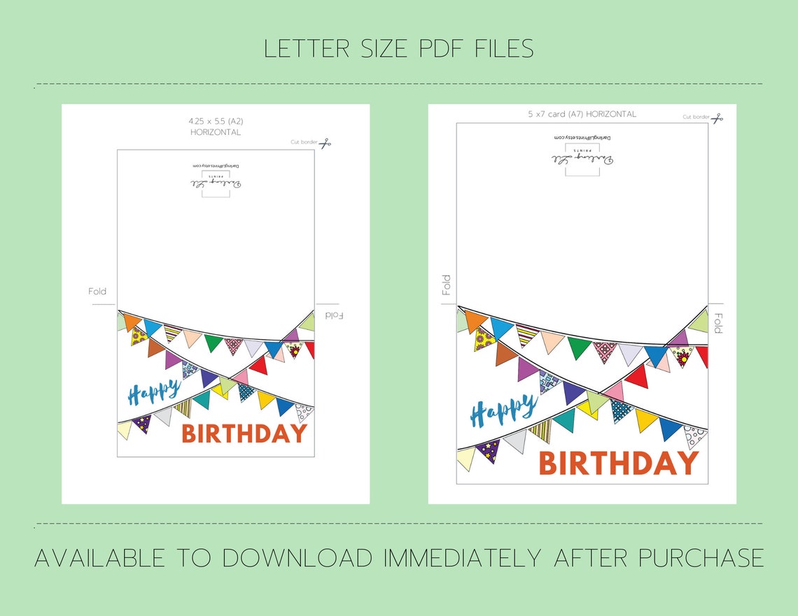 Happy Birthday / Multicolor Bday Banner / Printable Card / Instant ...