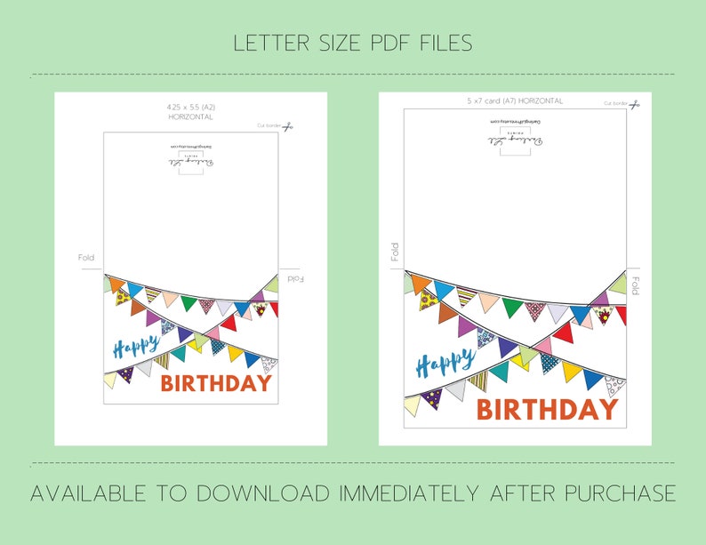 Happy Birthday / Multicolor Bday Banner / Printable Card / Instant ...