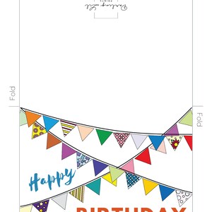 Happy Birthday / Multicolor Bday Banner / Printable Card / Instant ...