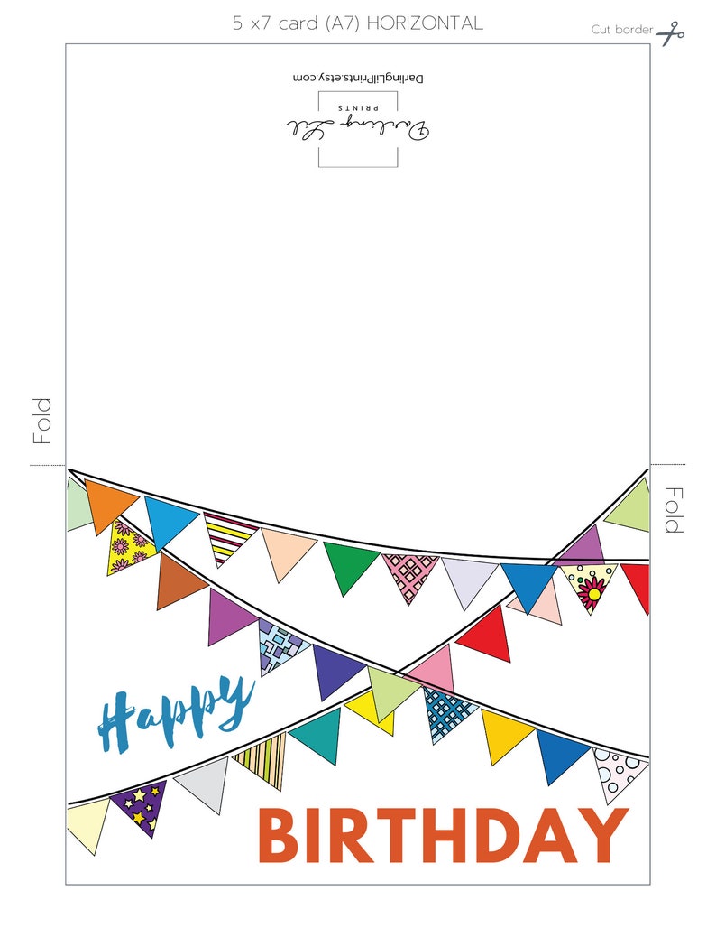 Happy Birthday / Multicolor Bday Banner / Printable Card / Instant ...