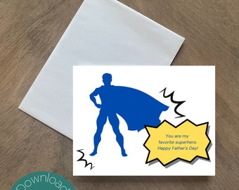 Instant Download Father's Day Card, Superhero Fathers Day Card, Super ...