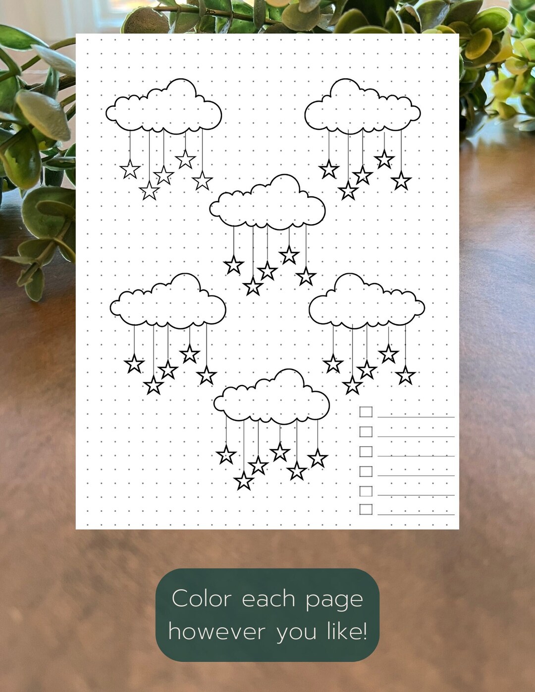 Mood Tracker / A5 Journal Page / Mood Tracker / Clouds & Stars ...