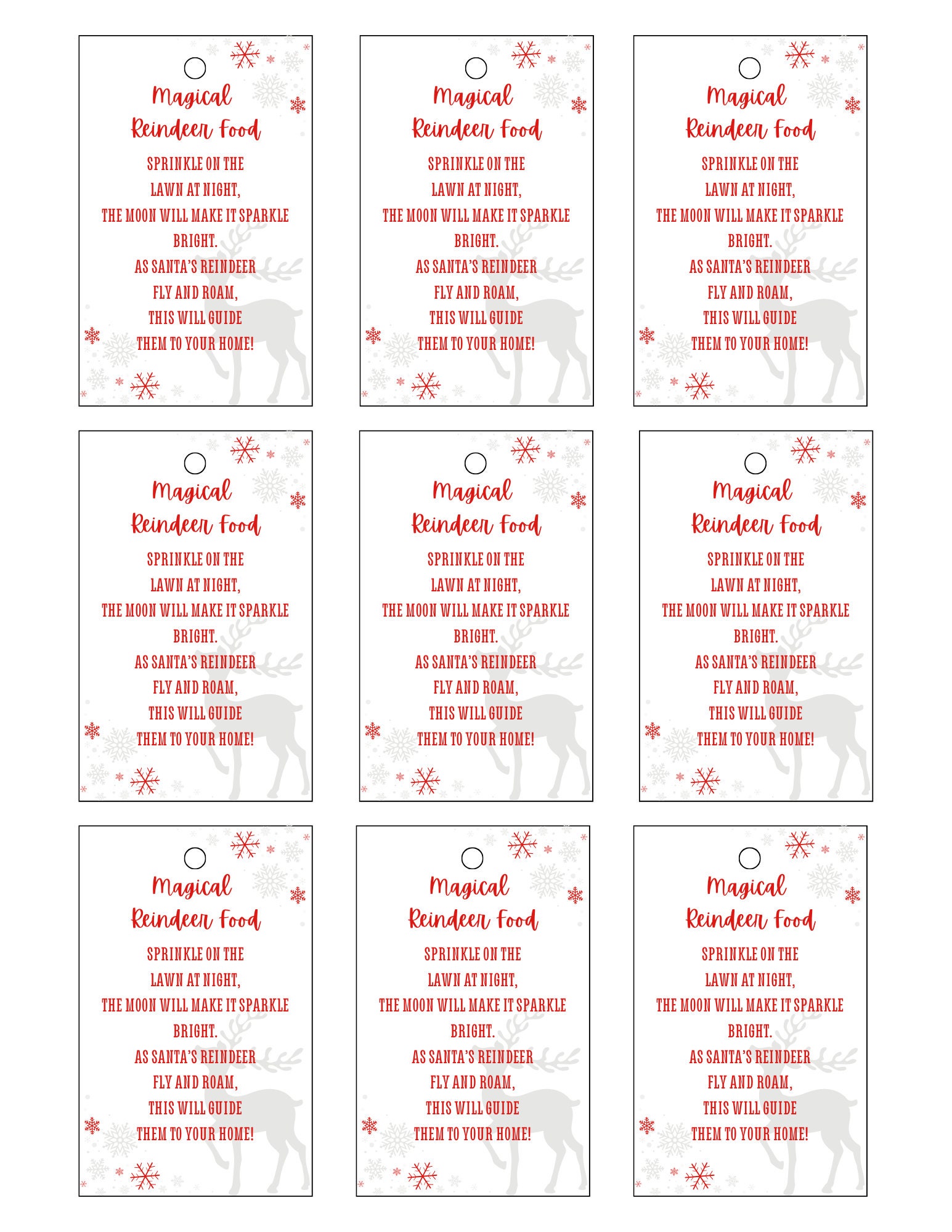 Printable Santa's Magical Reindeer Food Christmas Tag / Reindeer Food ...