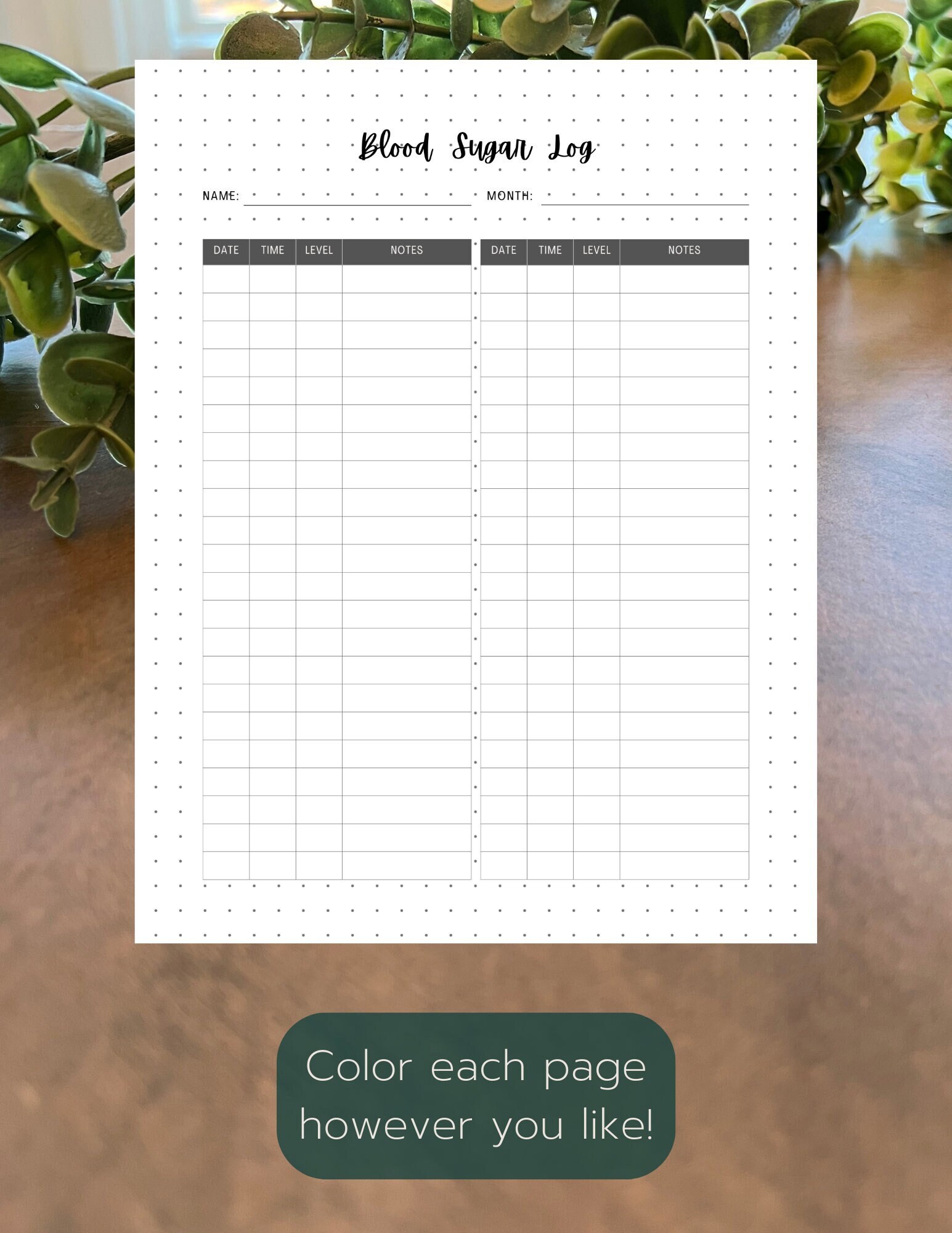 Blood Sugar & Insulin Tracker Printable, A5 Journal Page (PDF) - Etsy