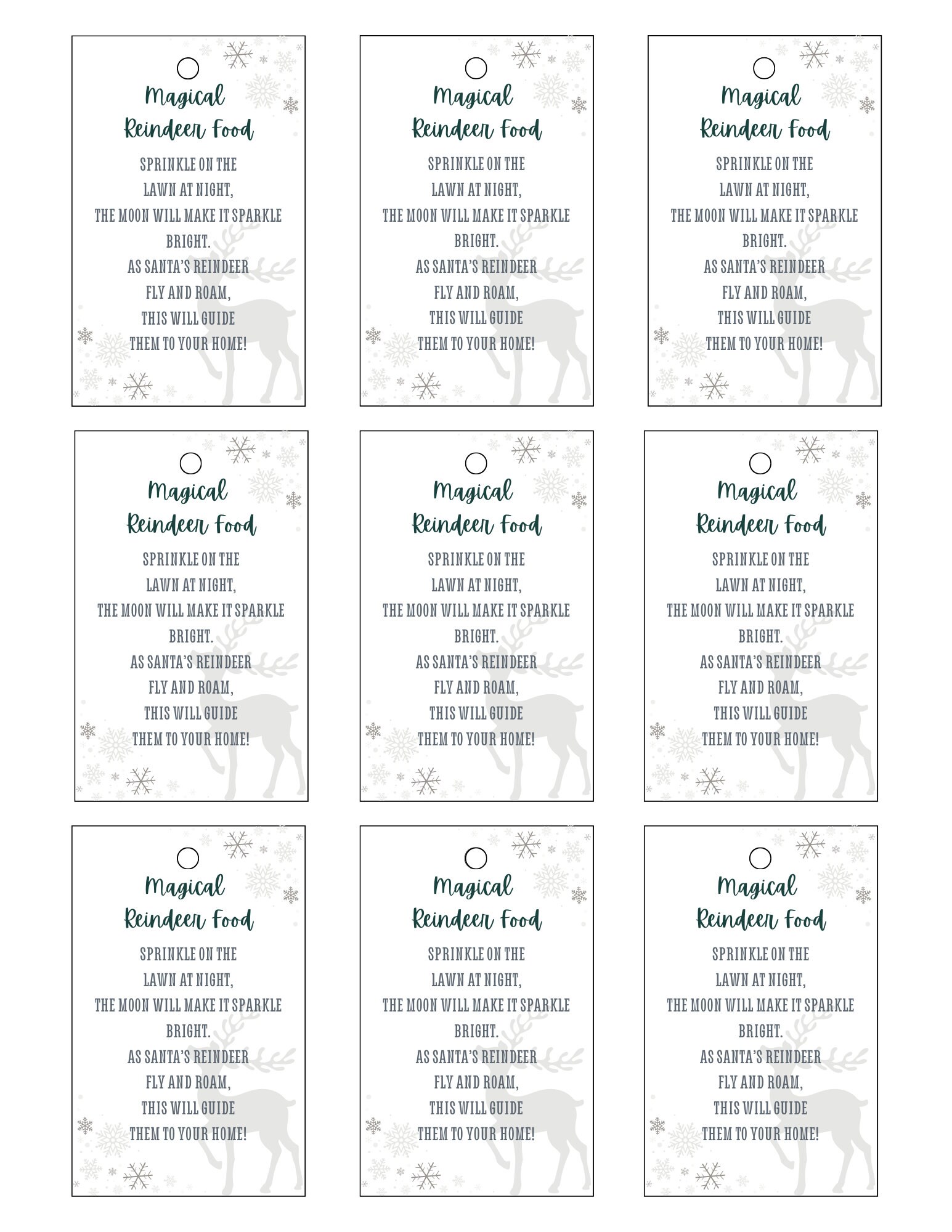 Printable Santa's Magical Reindeer Food Christmas Tag / Reindeer Food ...