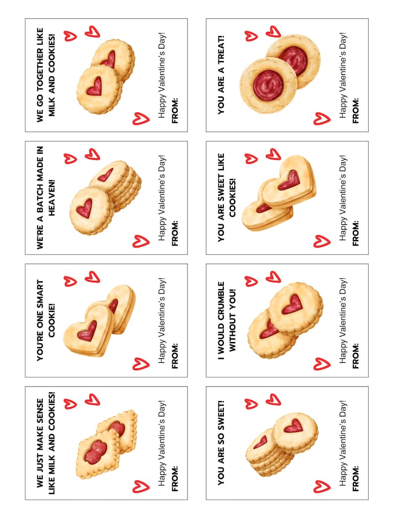 Cookie Valentine Cards / Printable / Instant Download Valentine ...