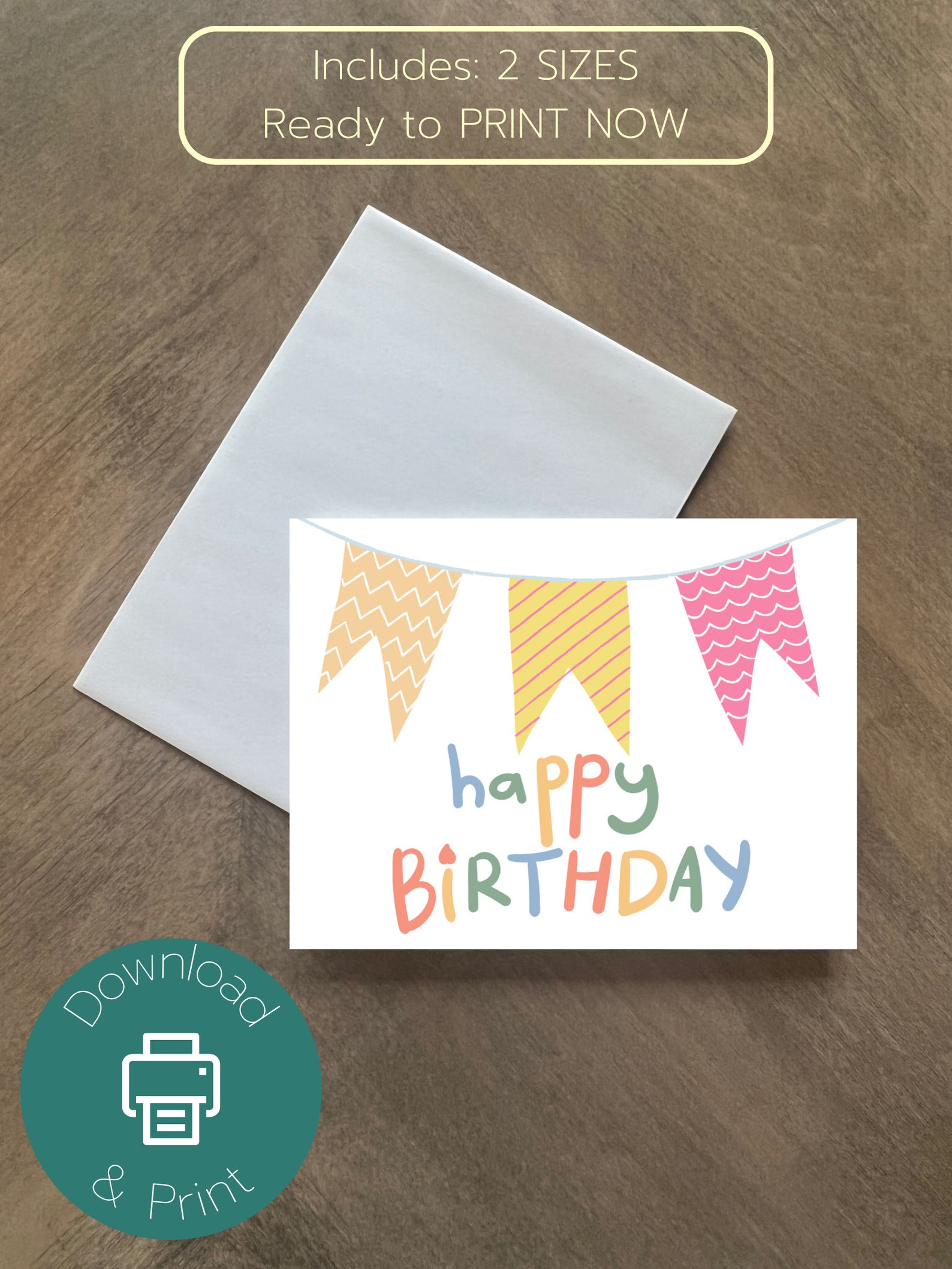 Happy Birthday / Pastel Bday Banner / Printable Card / Instant Download ...
