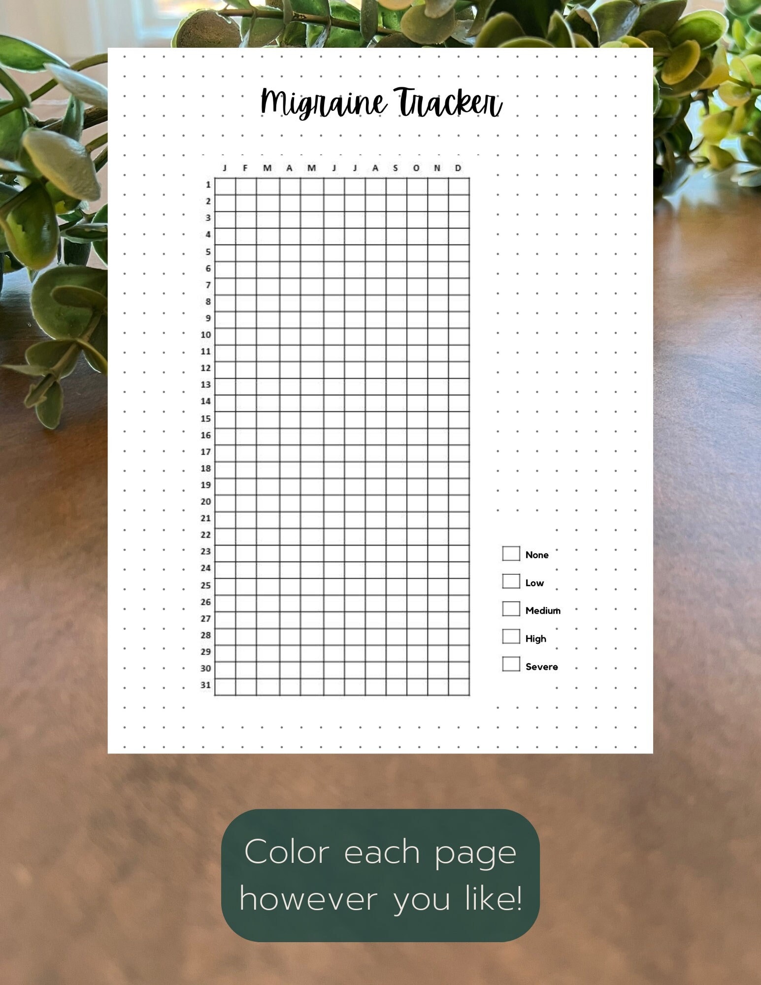 Migraine Tracker / A5 Journal Page / Health Tracker / Migraine Journal ...