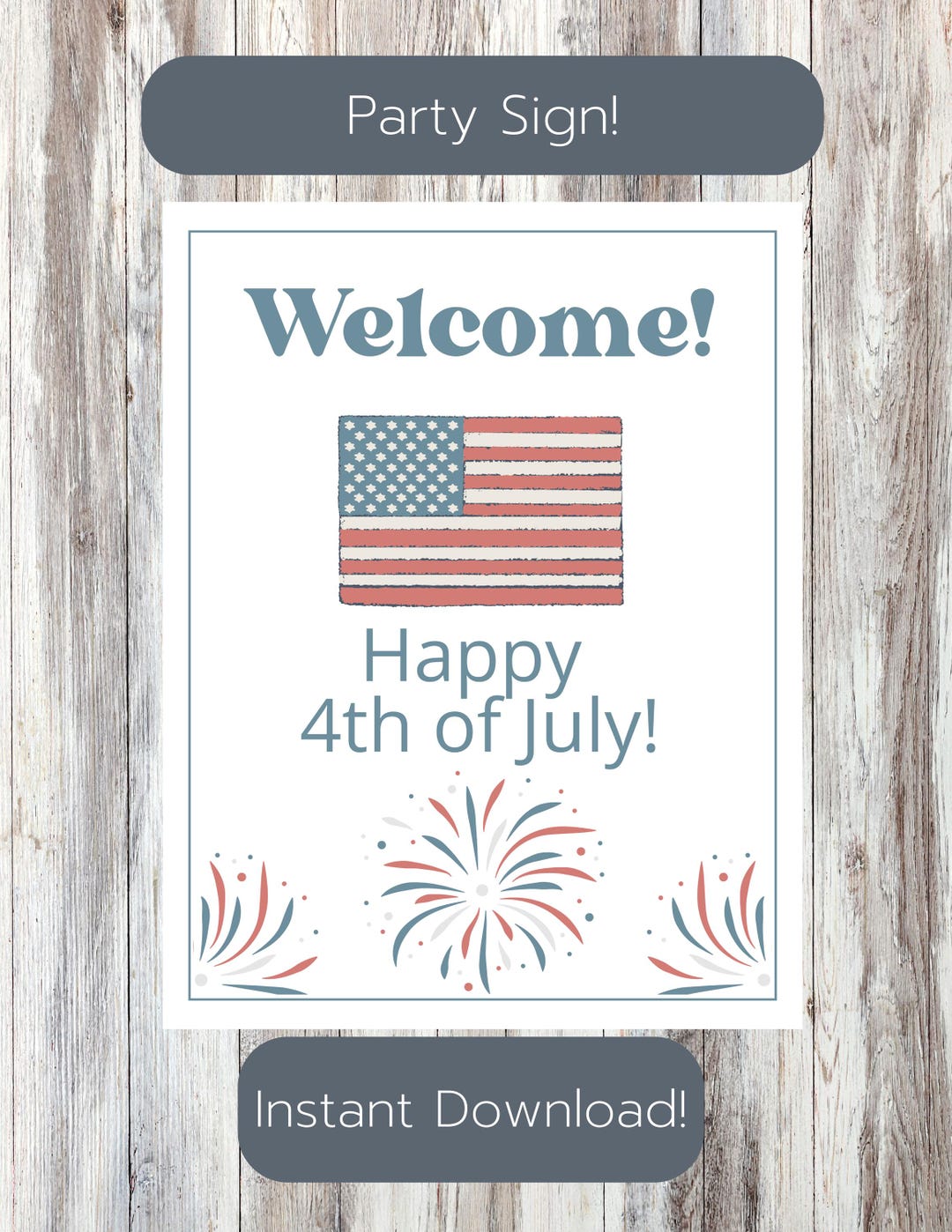 4th of July Welcome Sign / Party Poster / Celebration Sign ...