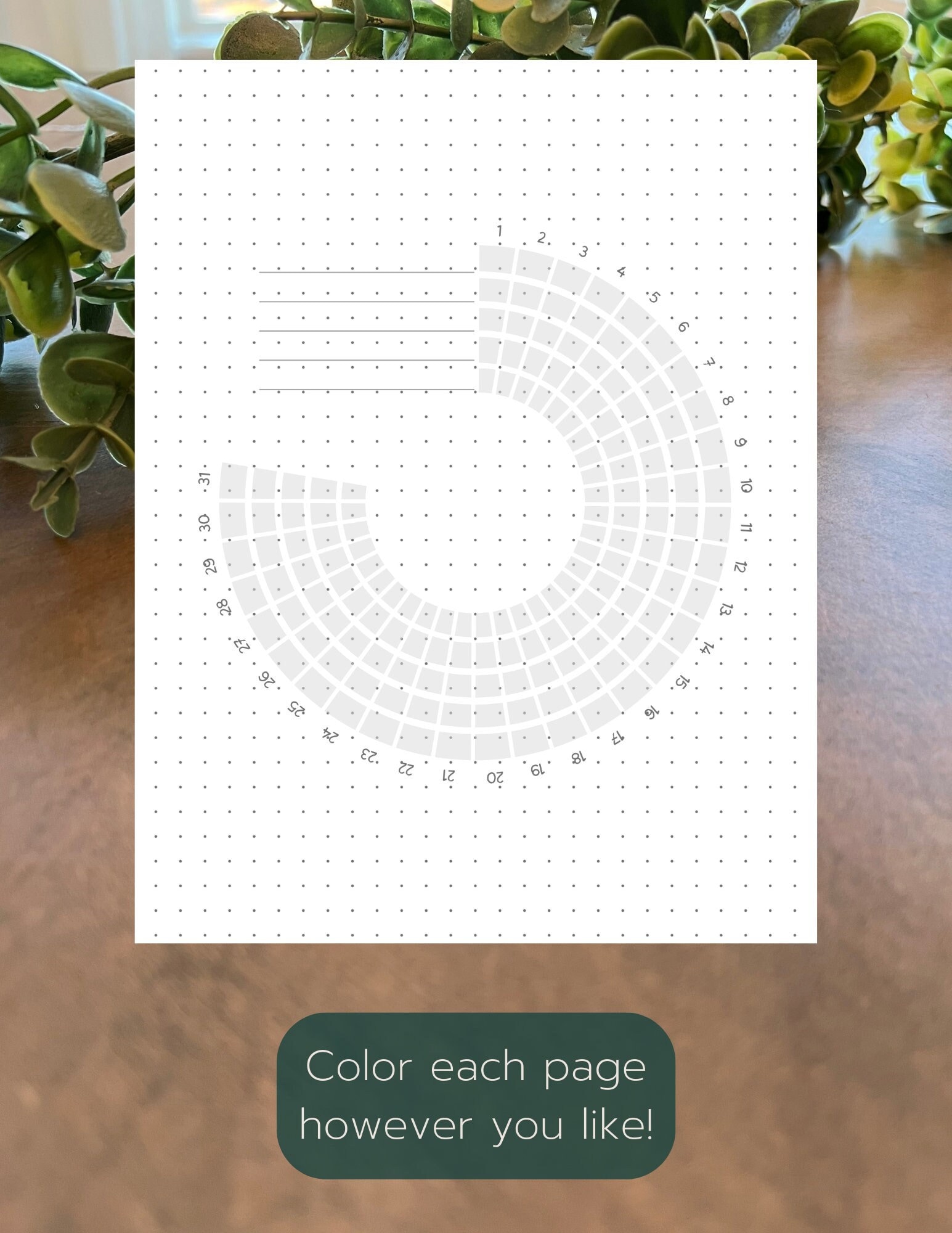 Printable Circle Tracker / 31 Day Circle Tracker Log / Blank Title / A5 ...