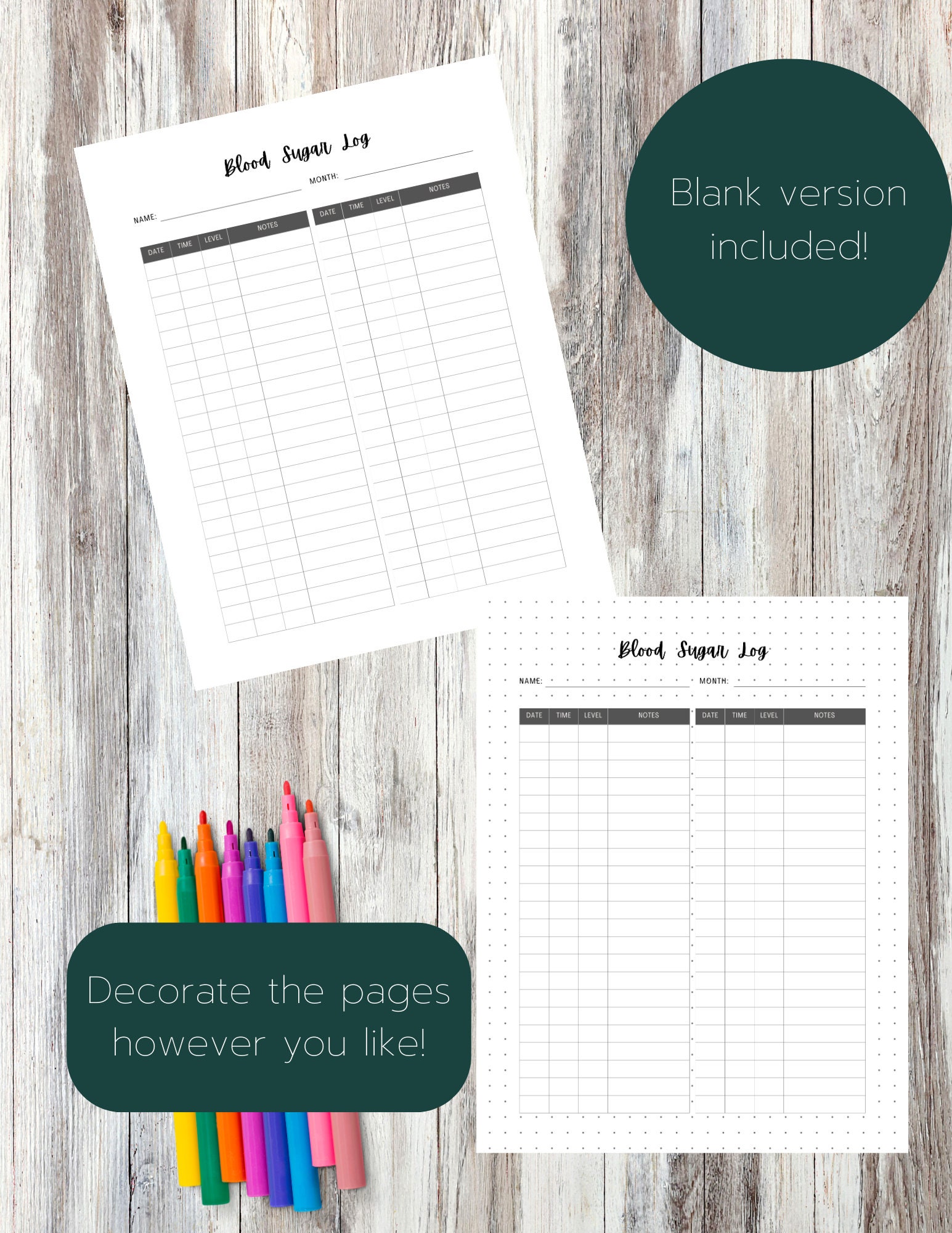 Blood Sugar & Insulin Tracker Printable, A5 Journal Page (PDF) - Etsy