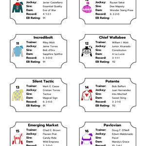 2026 Kentucky Derby Horse Roster & Jockey Silks Printable (digital ...