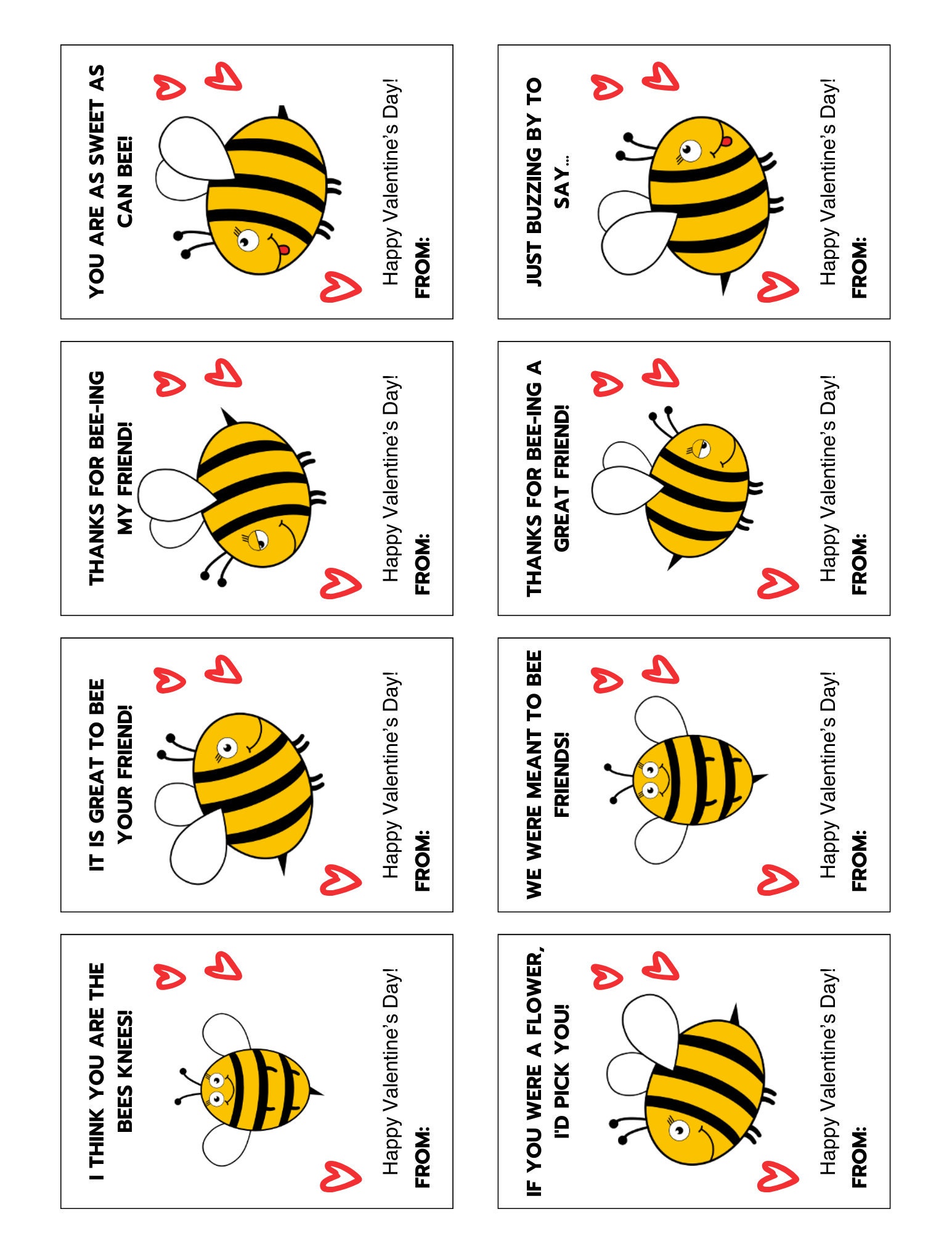 Bumblebee Valentine Cards / Printable / Instant Download Valentine ...
