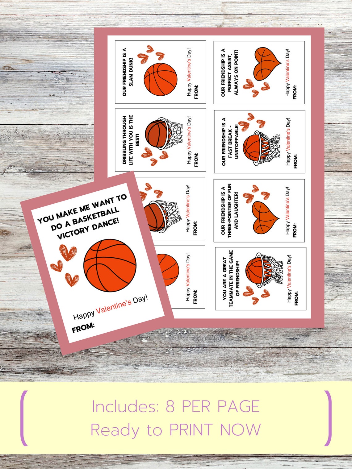 Basketball Valentine/ Basketball Valentine's Day Card / Sport Valentine ...