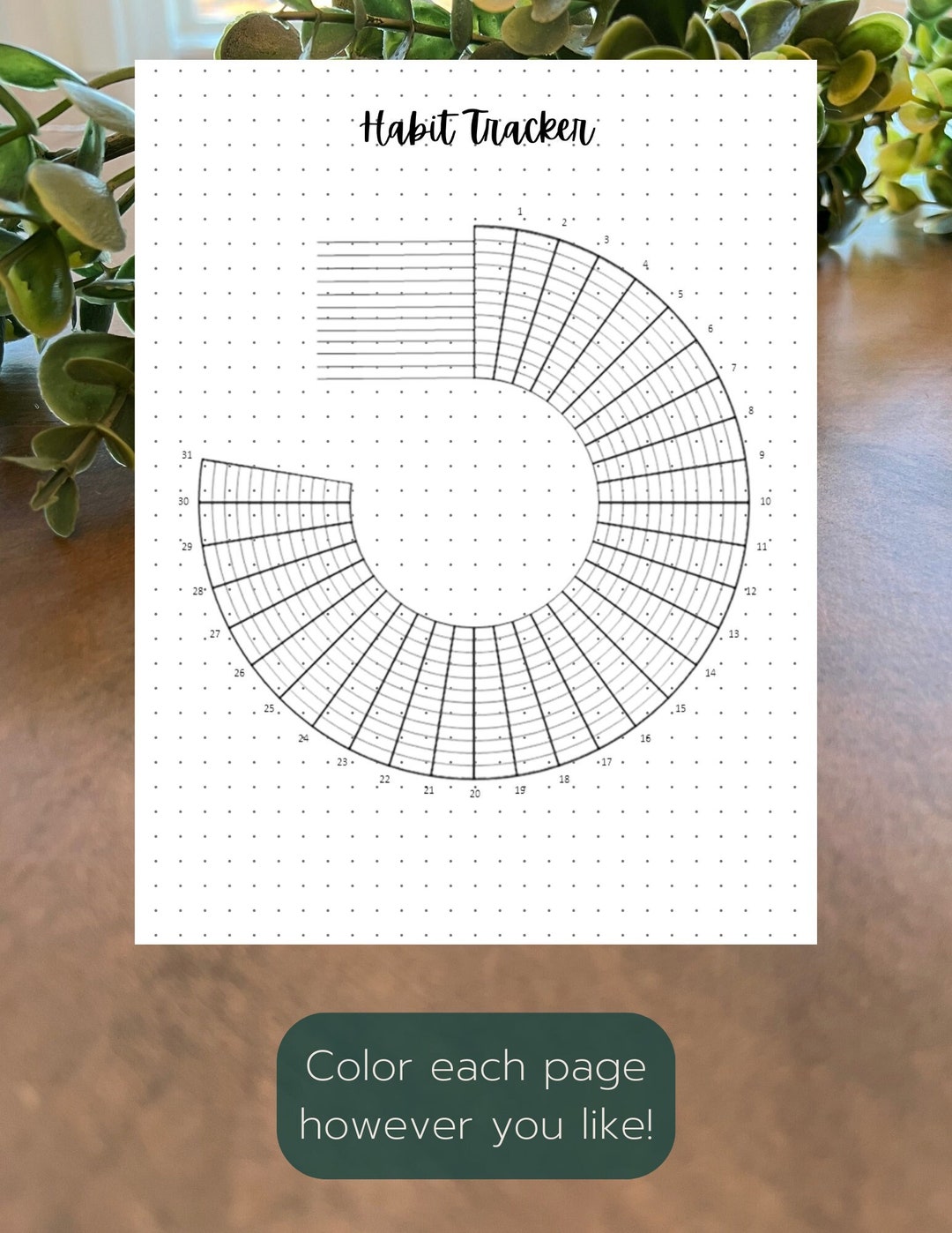 Printable Circle Habit Tracker / 31 Day Circle Habit Tracker Log / A5 ...