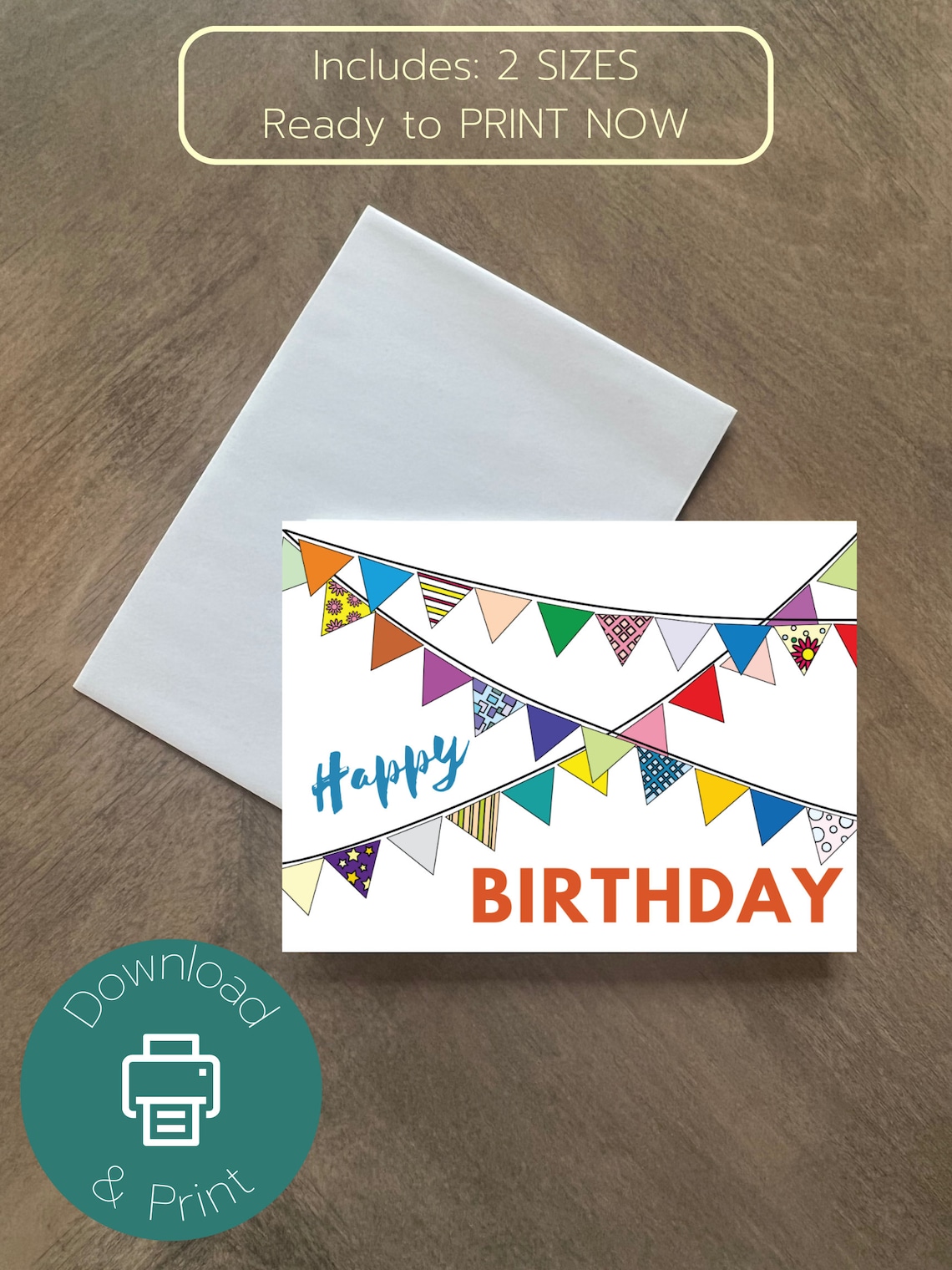 Happy Birthday / Multicolor Bday Banner / Printable Card / Instant ...