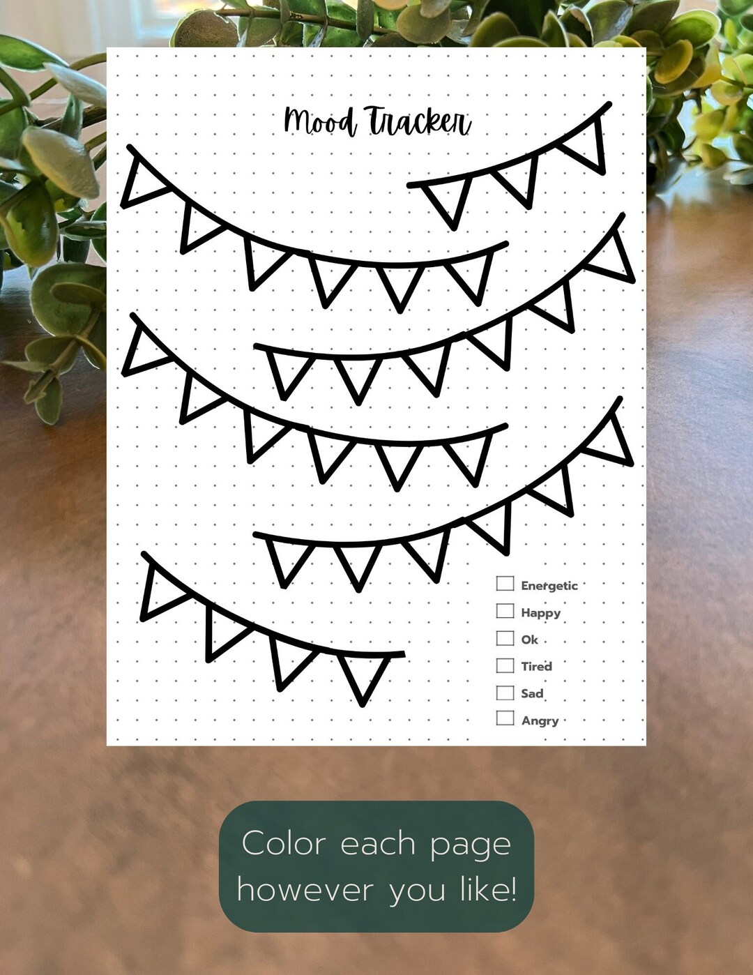 Mood Tracker / A5 Journal Page / Mood Tracker / Triangle Banner ...