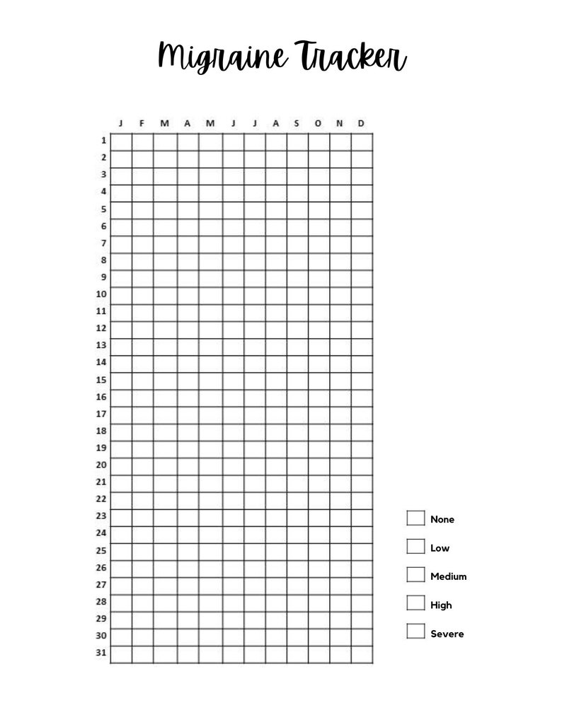 Migraine Tracker / A5 Journal Page / Health Tracker / Migraine Journal ...