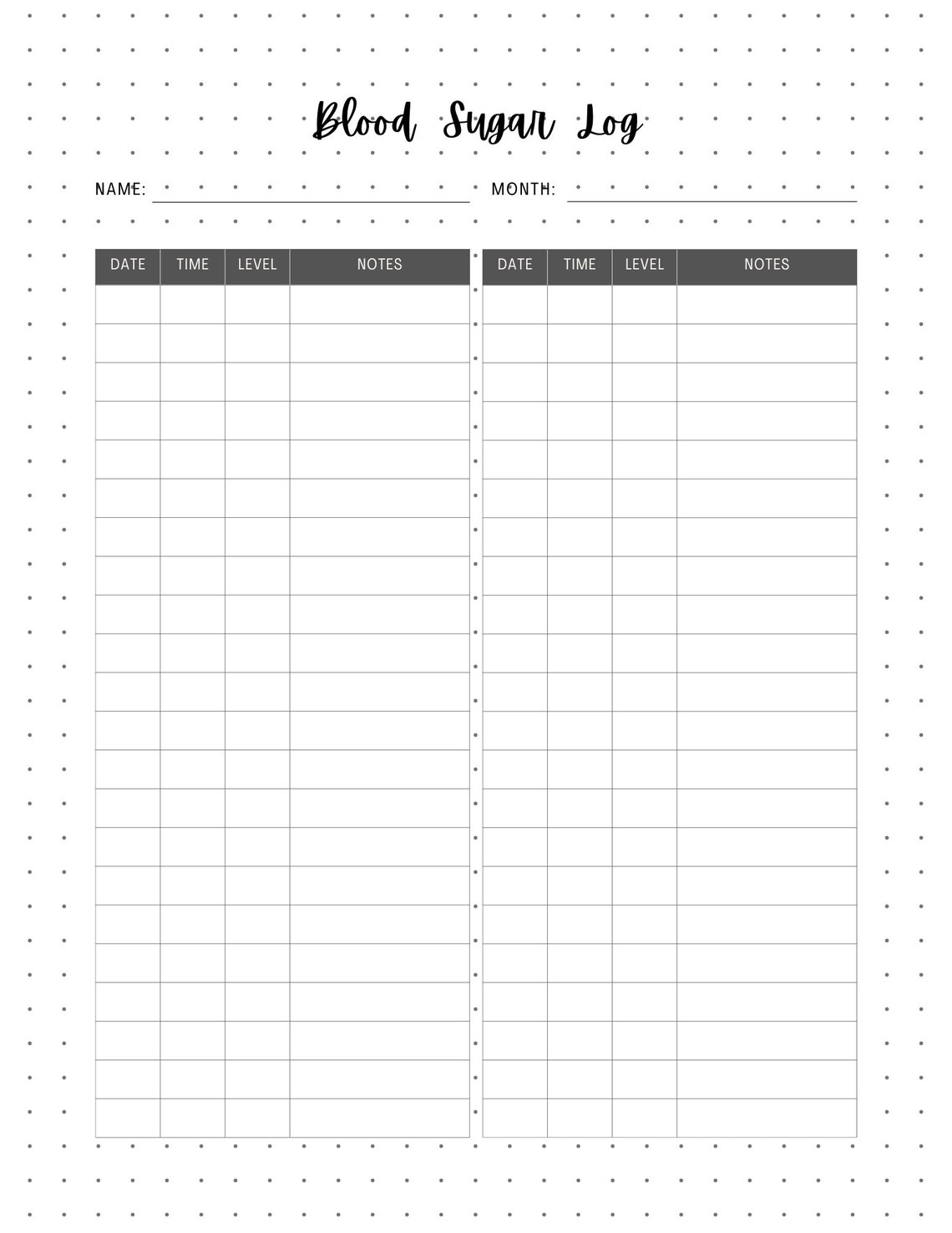 Blood Sugar & Insulin Tracker Printable, A5 Journal Page (PDF) - Etsy