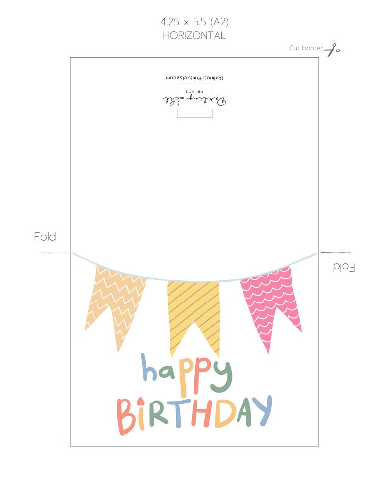 Happy Birthday / Pastel Bday Banner / Printable Card / Instant Download ...