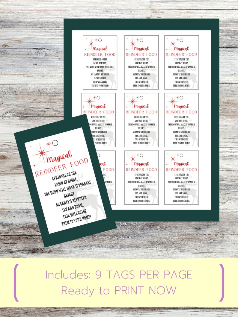 Printable Santa's Magical Reindeer Food Christmas Tag / Reindeer Food ...