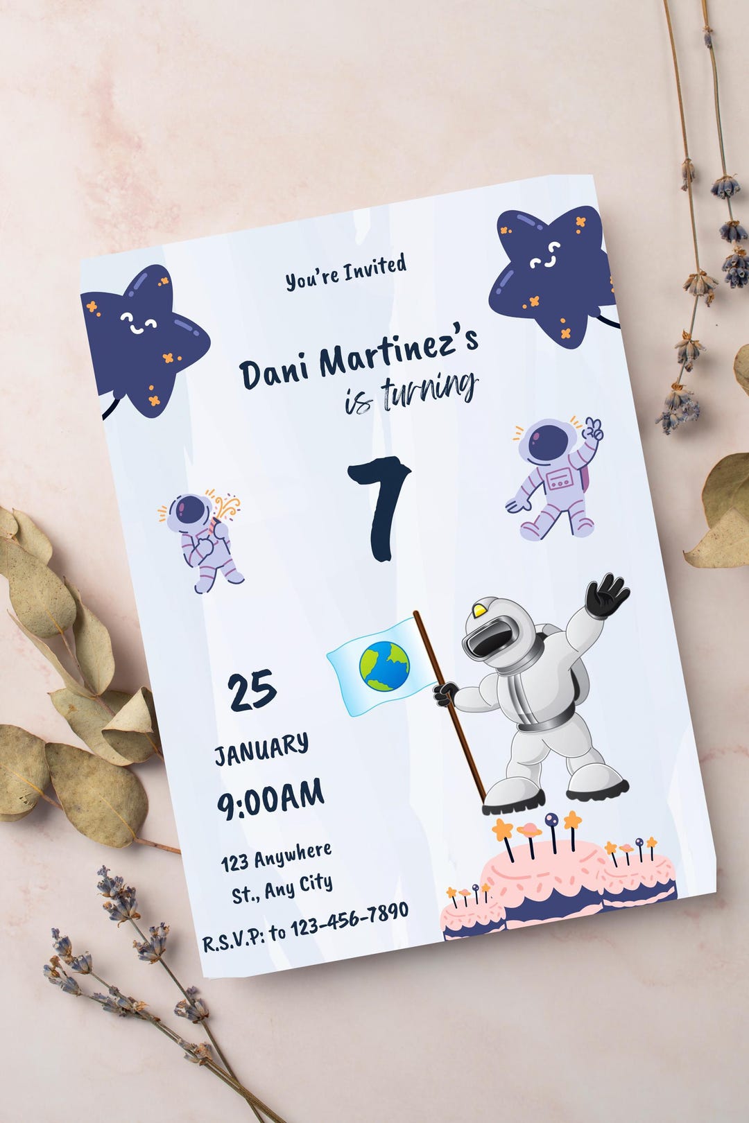 Outerspace Birthday Invitation, Astronaut Outer Space Invite Galaxy ...