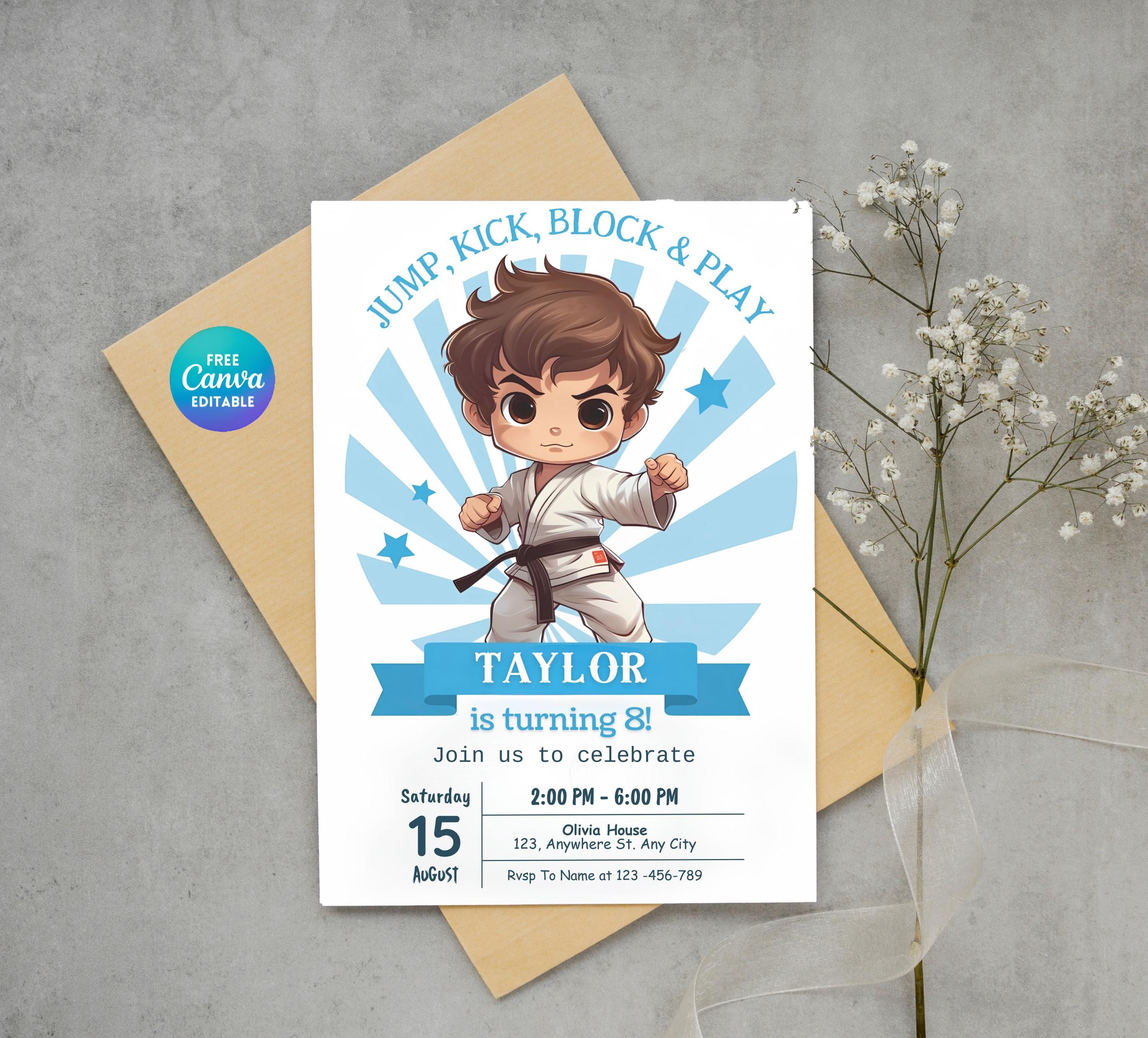 Editable Karate Birthday Invitation Template, Boy Birthday Invite ...