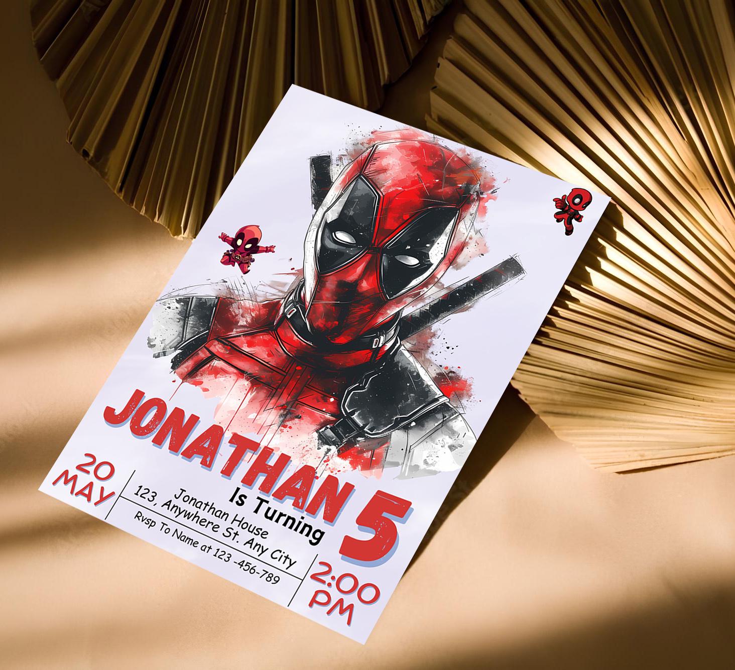 Editable Deadpool Birthday Invitation | Deadpool Printable Invitation ...
