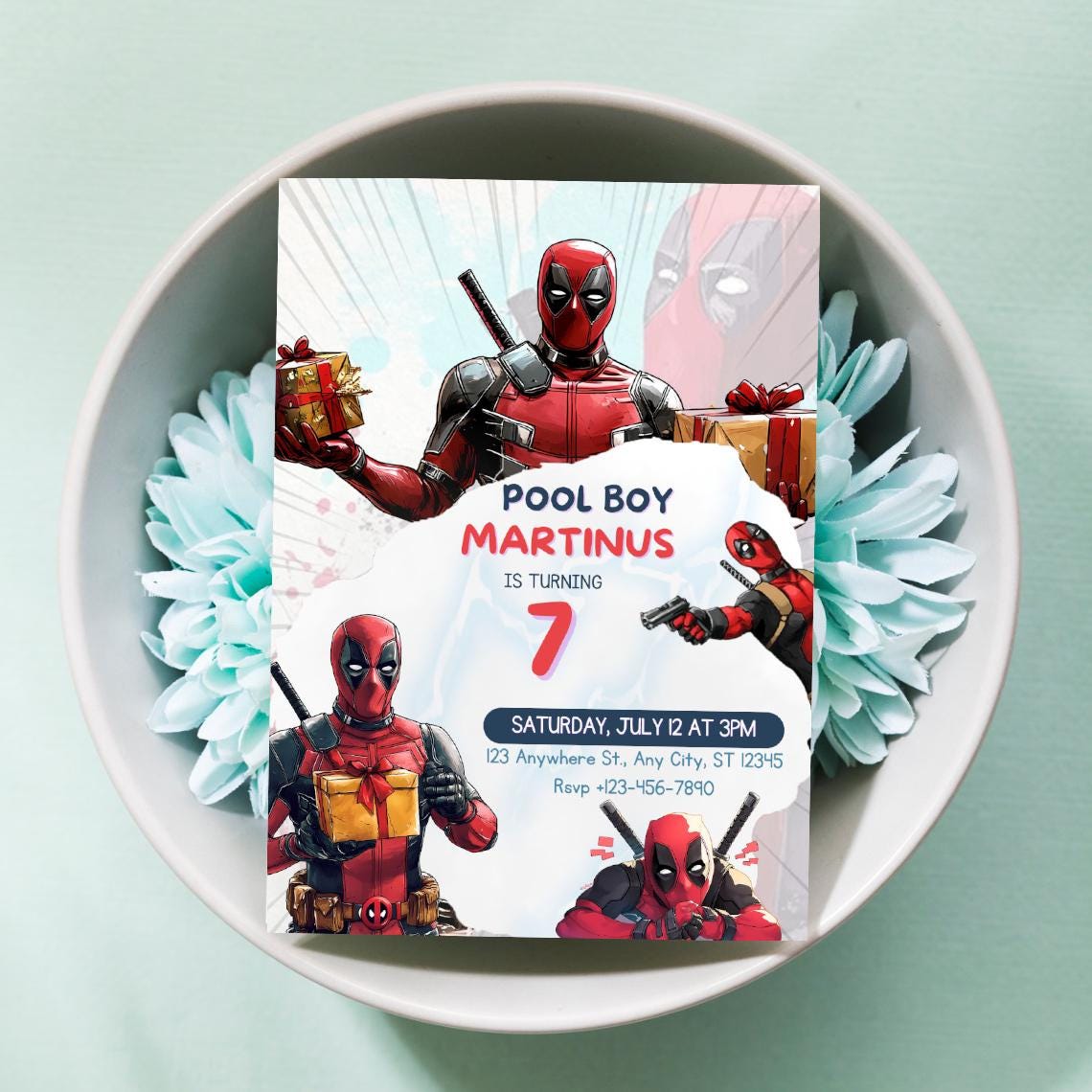 Editable Deadpool Birthday Invitation | Deadpool Printable Invitation ...