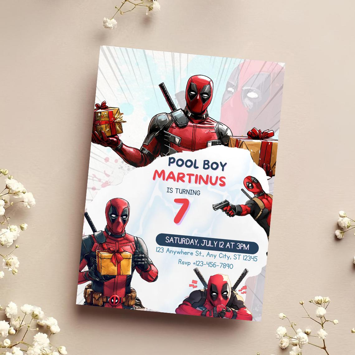 Editable Deadpool Birthday Invitation | Deadpool Printable Invitation ...
