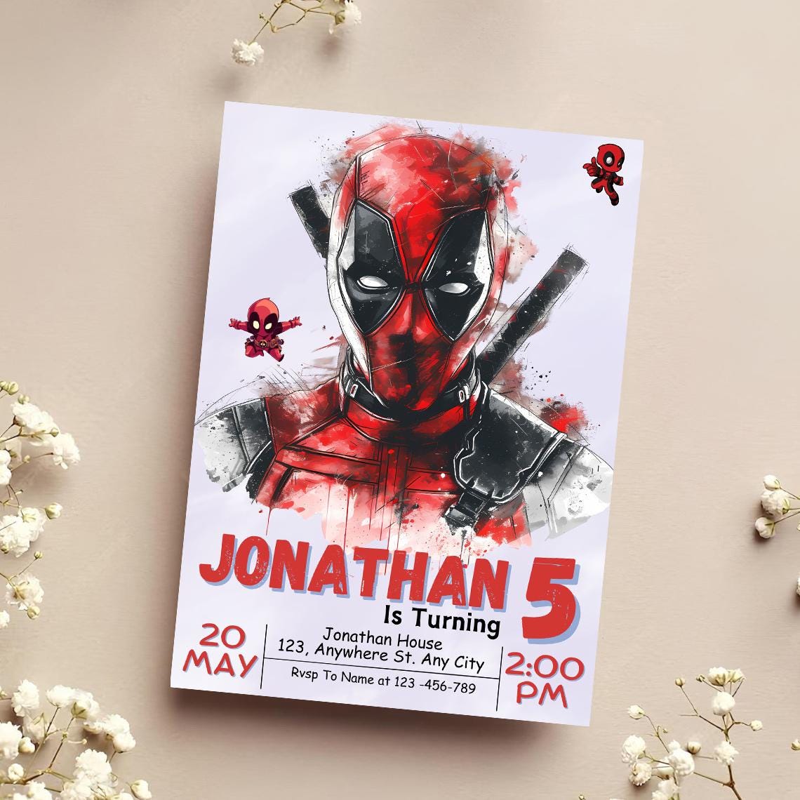 Editable Deadpool Birthday Invitation | Deadpool Printable Invitation ...
