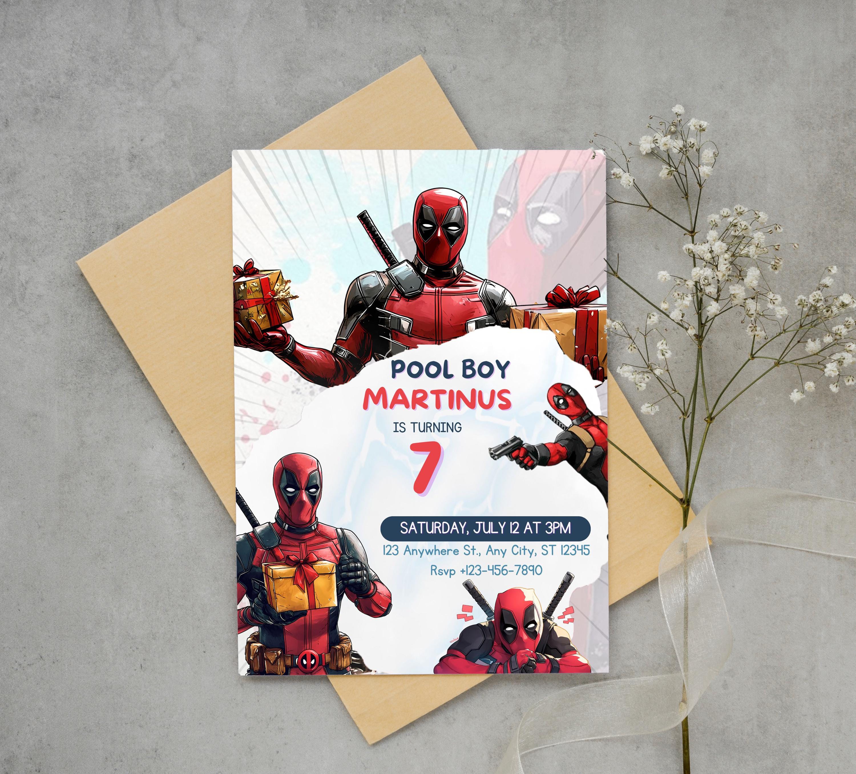 Editable Deadpool Birthday Invitation | Deadpool Printable Invitation ...