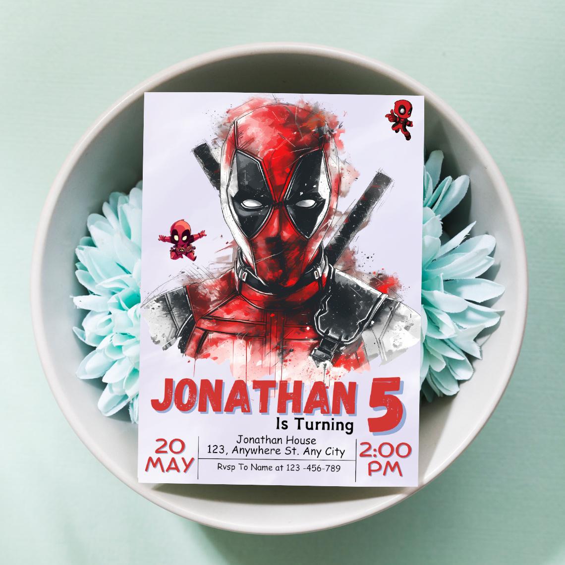 Editable Deadpool Birthday Invitation | Deadpool Printable Invitation ...