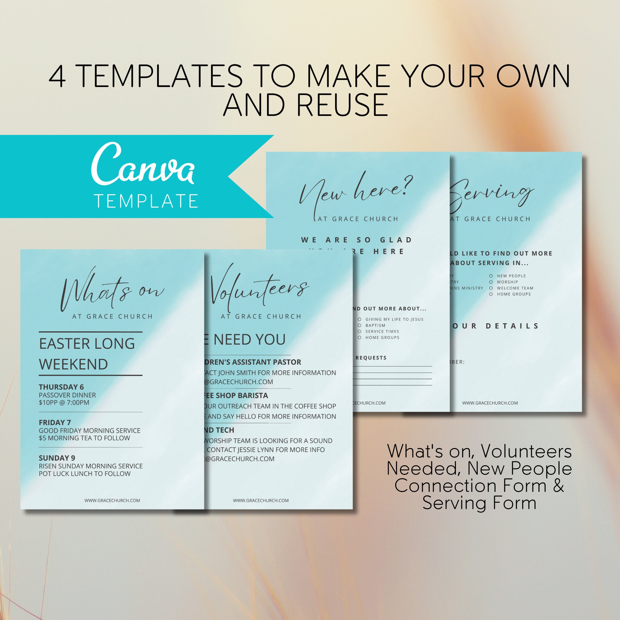 Church Info Pack Canva Templates Welcome Card, New People, Volunteer ...