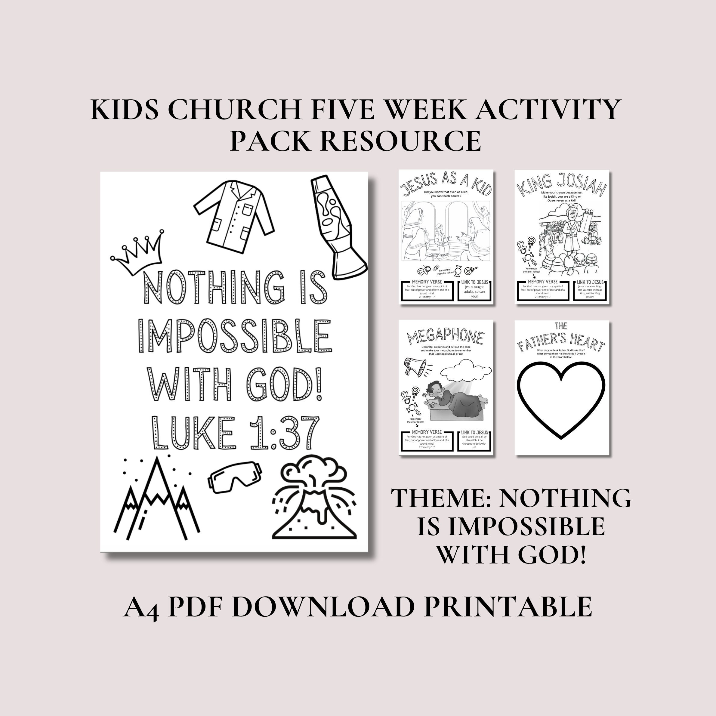 5 Week Curriculum Kids Church Sunday School Resources Activity Pack ...