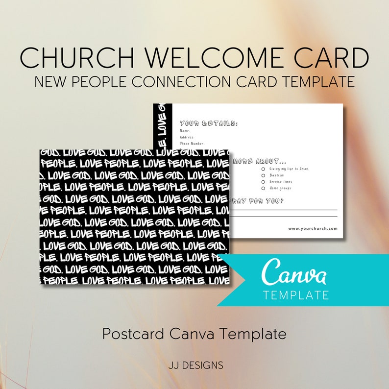 Church Welcome Card, New People Connection Card, Canva Template ...