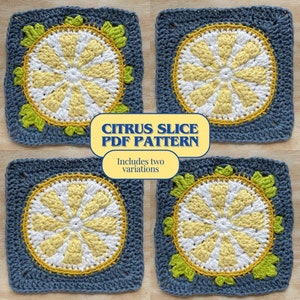 Citrus Slice Granny Square Crochet Pattern (PDF Pattern) - Etsy