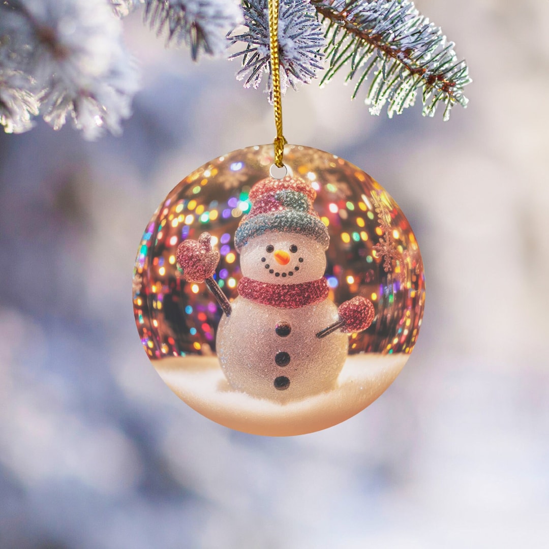 Christmas Snowman Ornament, 3D Snowglobe Ornament, Snowman Snowglobe ...