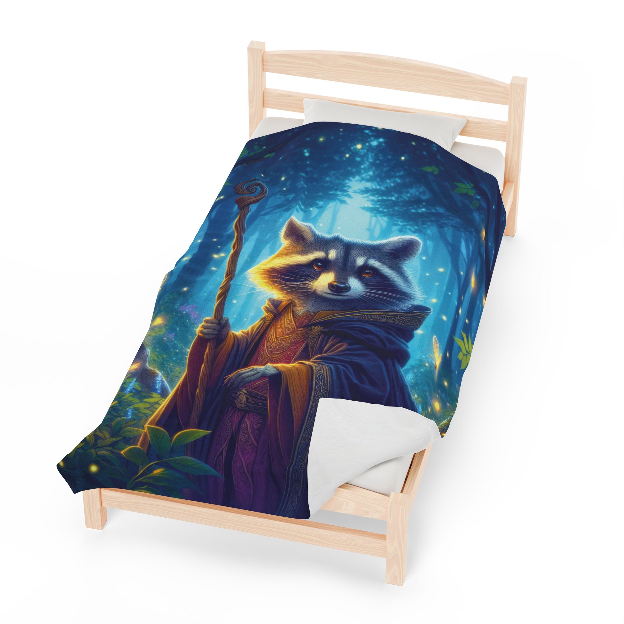 Hobbitcore Racoon Blanket, Cottagecore Racoon & Fireflies, Enchanted ...