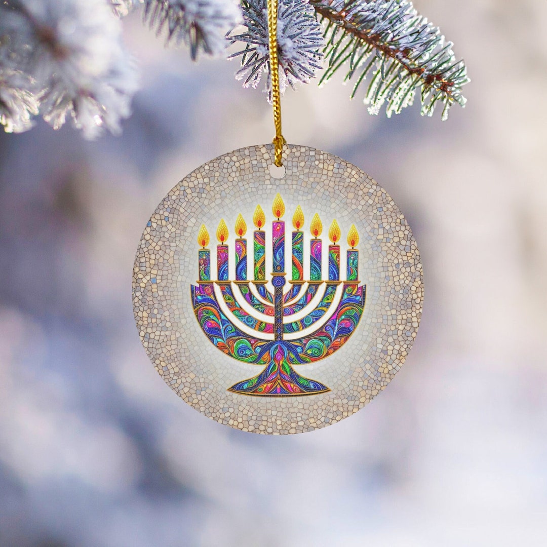 Hanukkah Menorah Ornament, Menorah Ornament, Star of David, Hanukkah ...