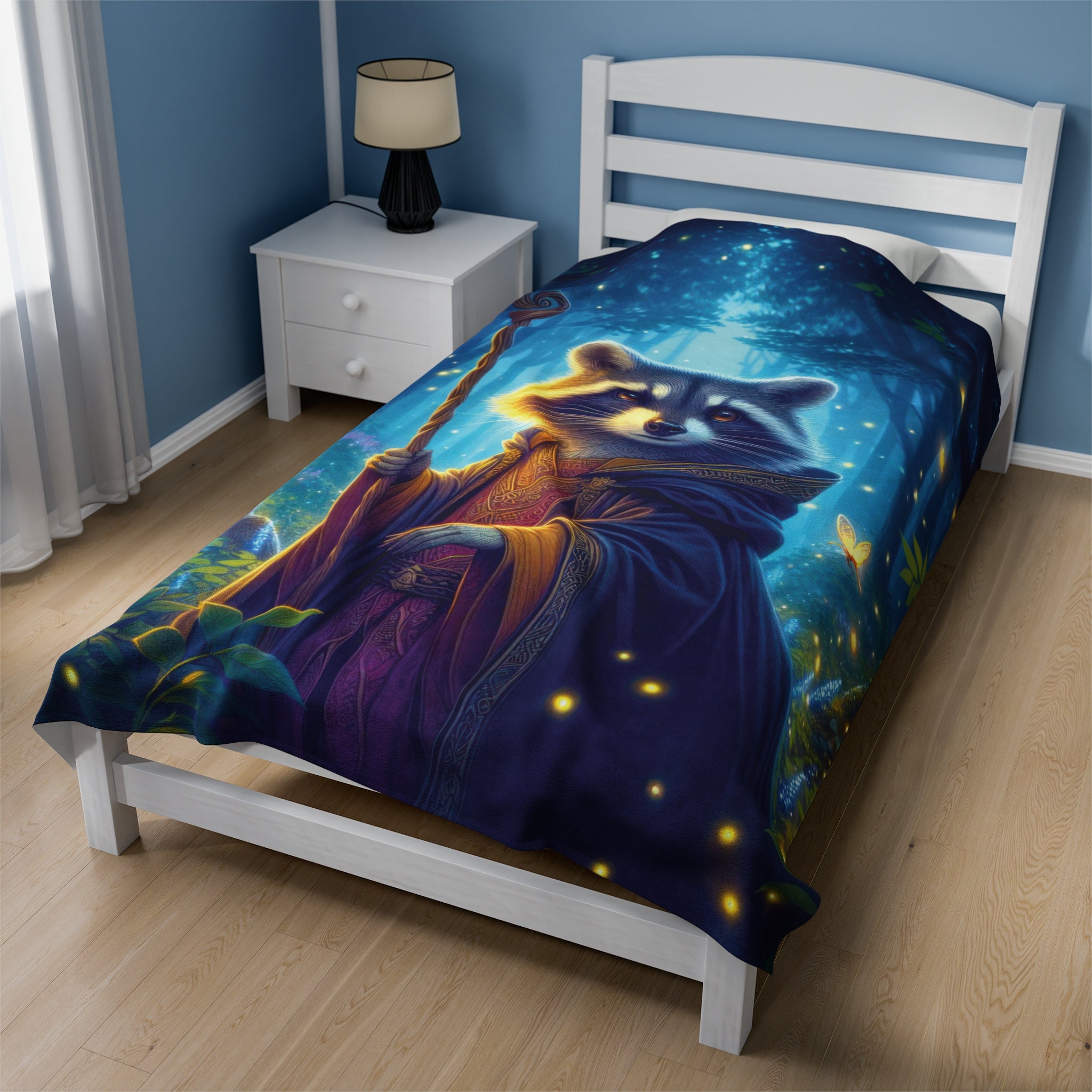 Hobbitcore Racoon Blanket, Cottagecore Racoon & Fireflies, Enchanted ...