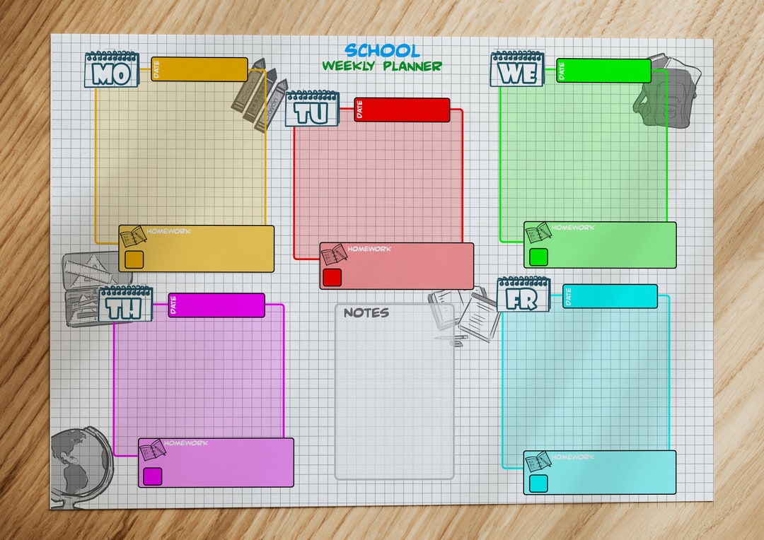 Weekly School Planner for Kids - Etsy