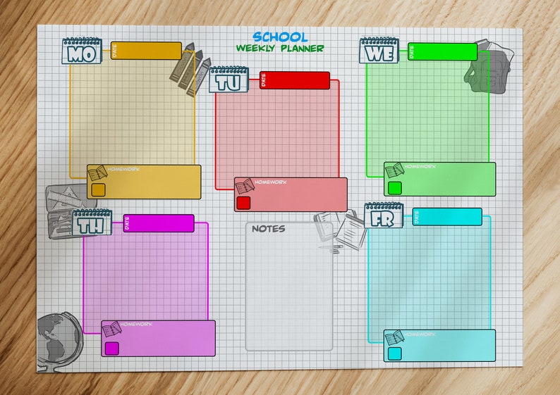 Weekly School Planner for Kids - Etsy