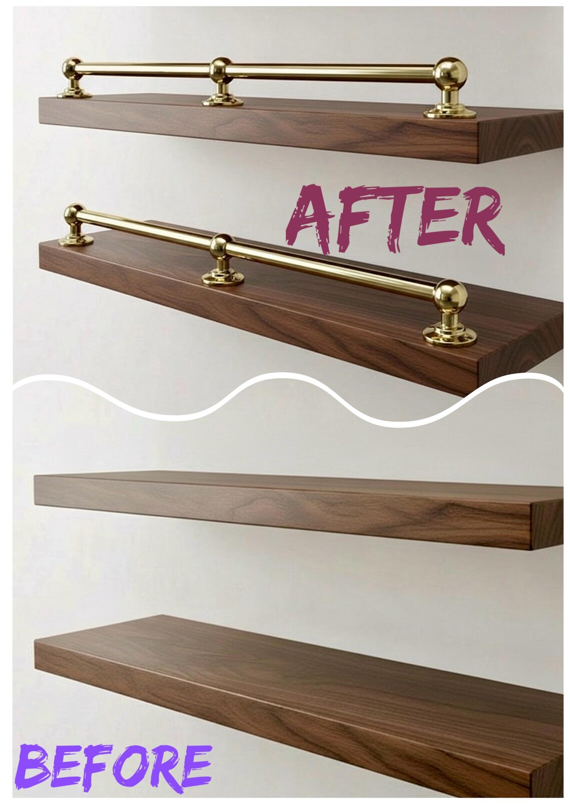 Unlacquered Solid Brass Gallery Rail – Vintage Shelf Guard Hardware for ...