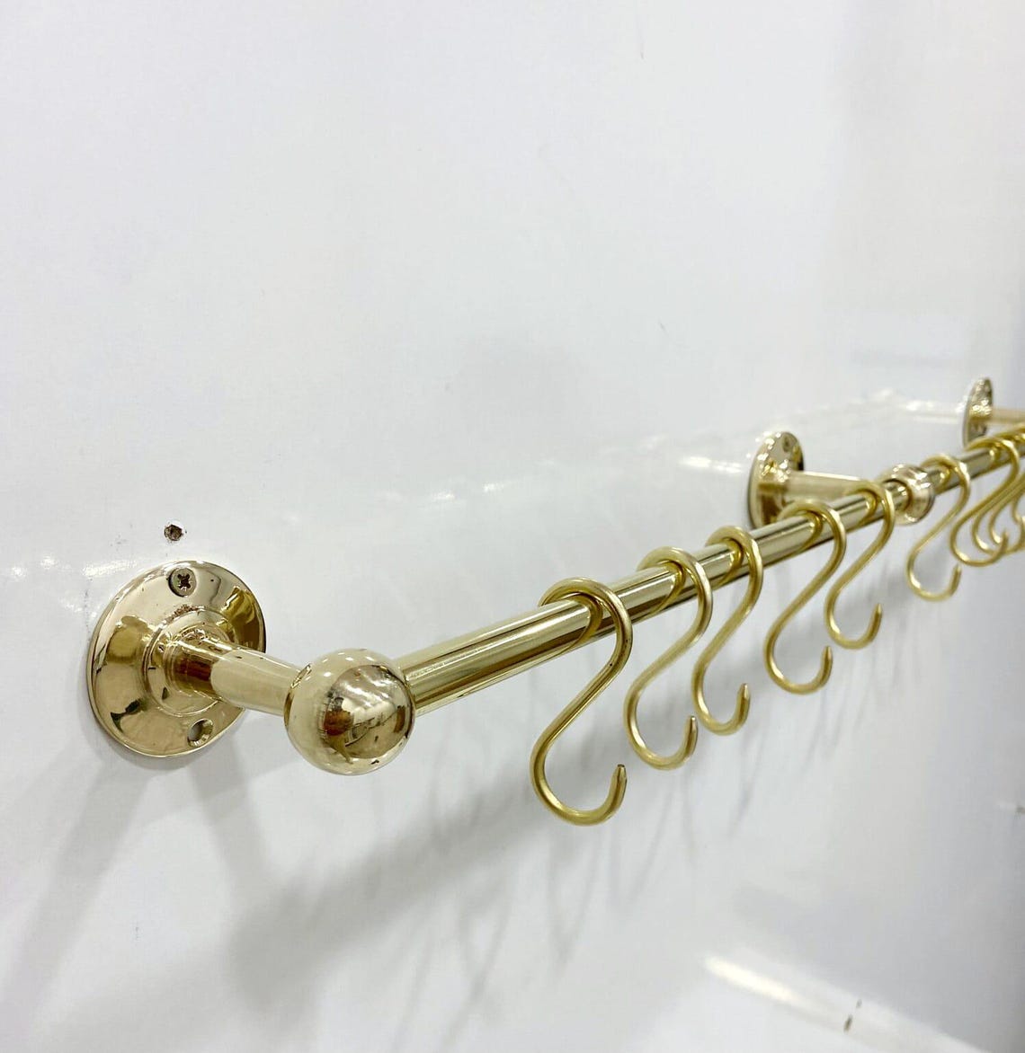 Unlacquered Solid Brass Hanging Pot and Pan, Brass Hanging Hook ...