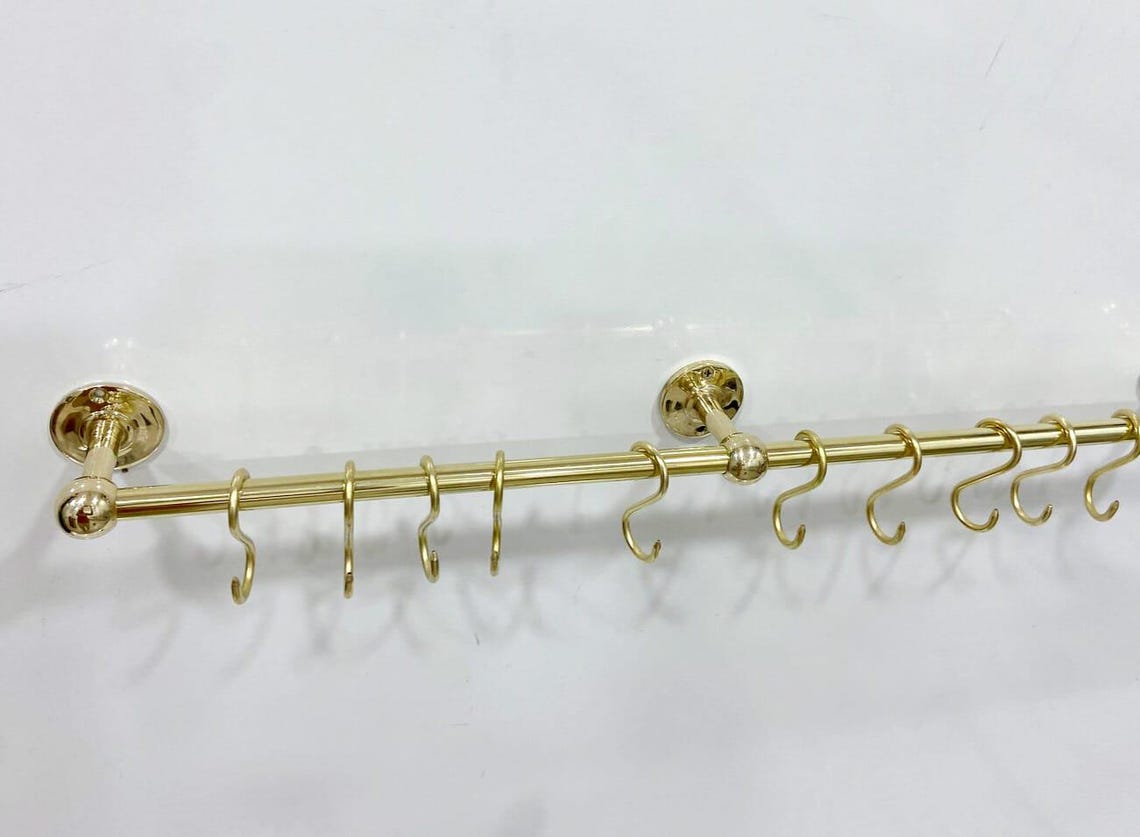 Unlacquered Solid Brass Hanging Pot and Pan, Brass Hanging Hook ...