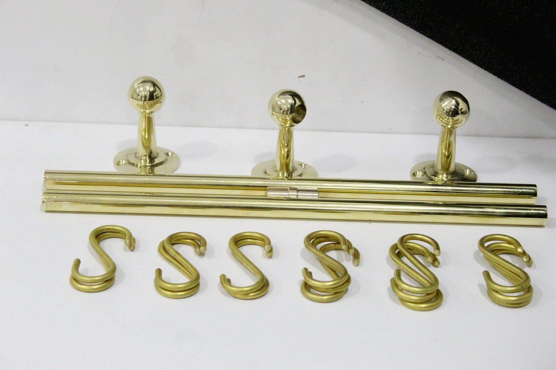 Unlacquered Solid Brass Hanging Pot and Pan, Brass Hanging Hook ...