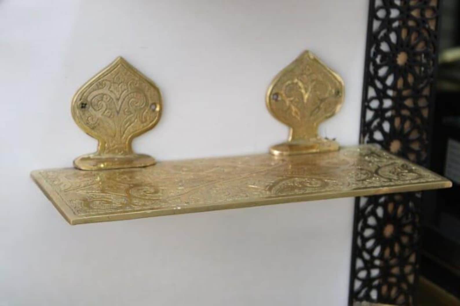 Unlacquered Brass Wall Bathroom Shelf, Handmade Shelves on Wall ...