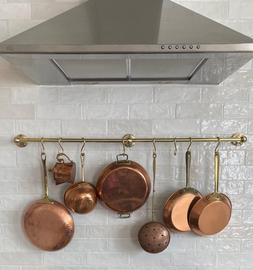 Unlacquered Solid Brass Hanging Pot and Pan, Brass Hanging Hook ...