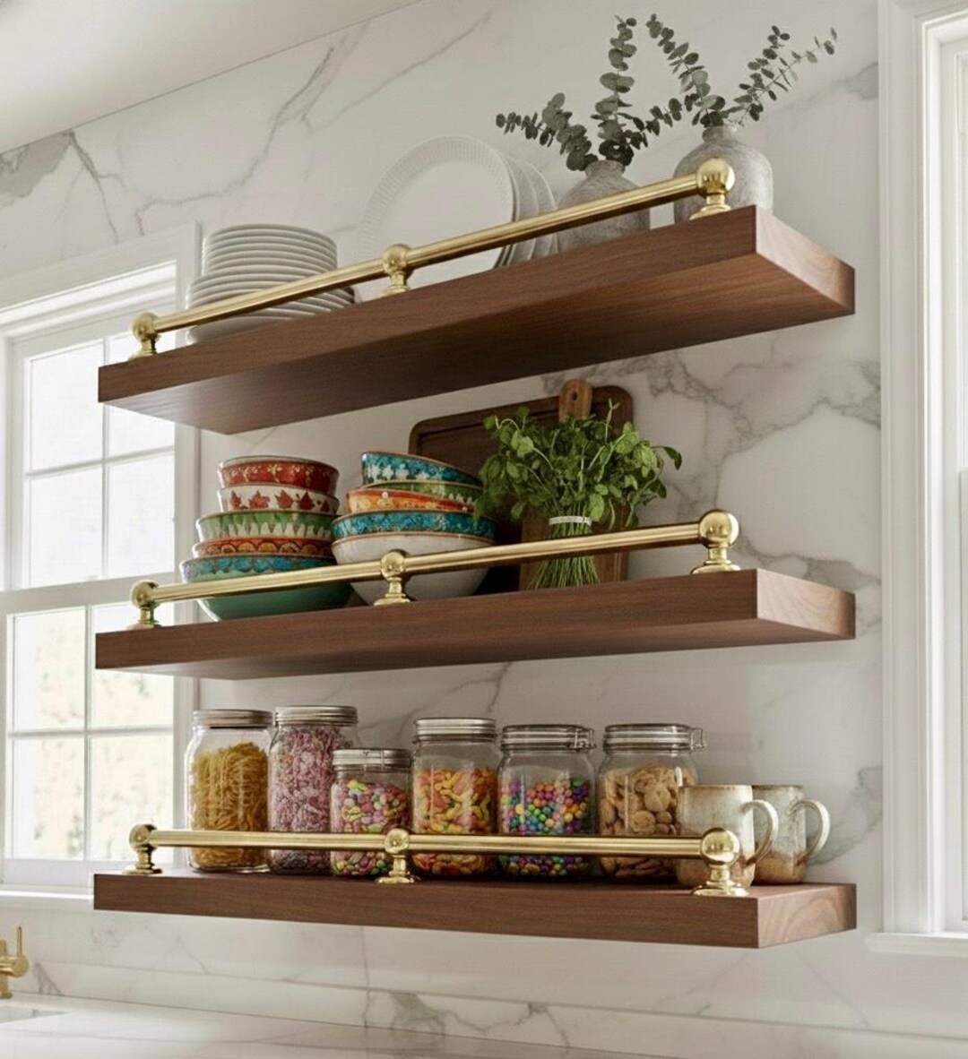 Unlacquered Solid Brass Gallery Rail – Vintage Shelf Guard Hardware for ...